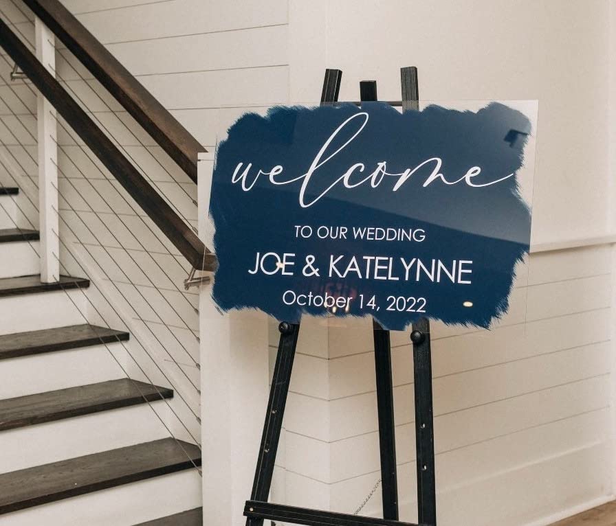 Amazon.com: Acrylic Wedding Welcome Sign Painted Back Back Modern Vinyl ...