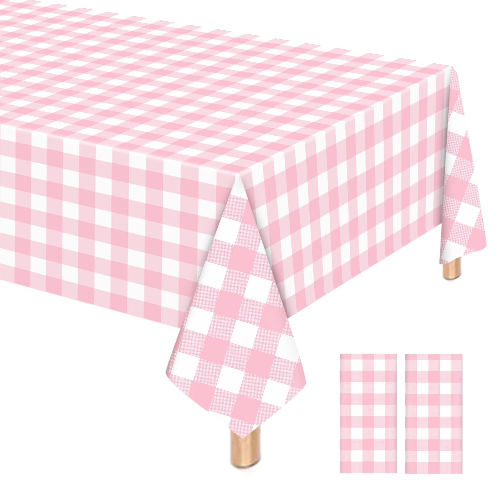 Amazon.com: 2 Pack Pink Gingham Tablecloth Rectangular Pink and White ...
