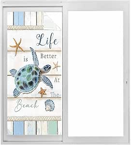 Amazon.com: Window Privacy Film Beach Turtle Static Cling Window Film ...