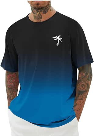 Amazon.com: Mens Gradient T-Shirts Short Sleeve Crew Neck Shirts Casual ...