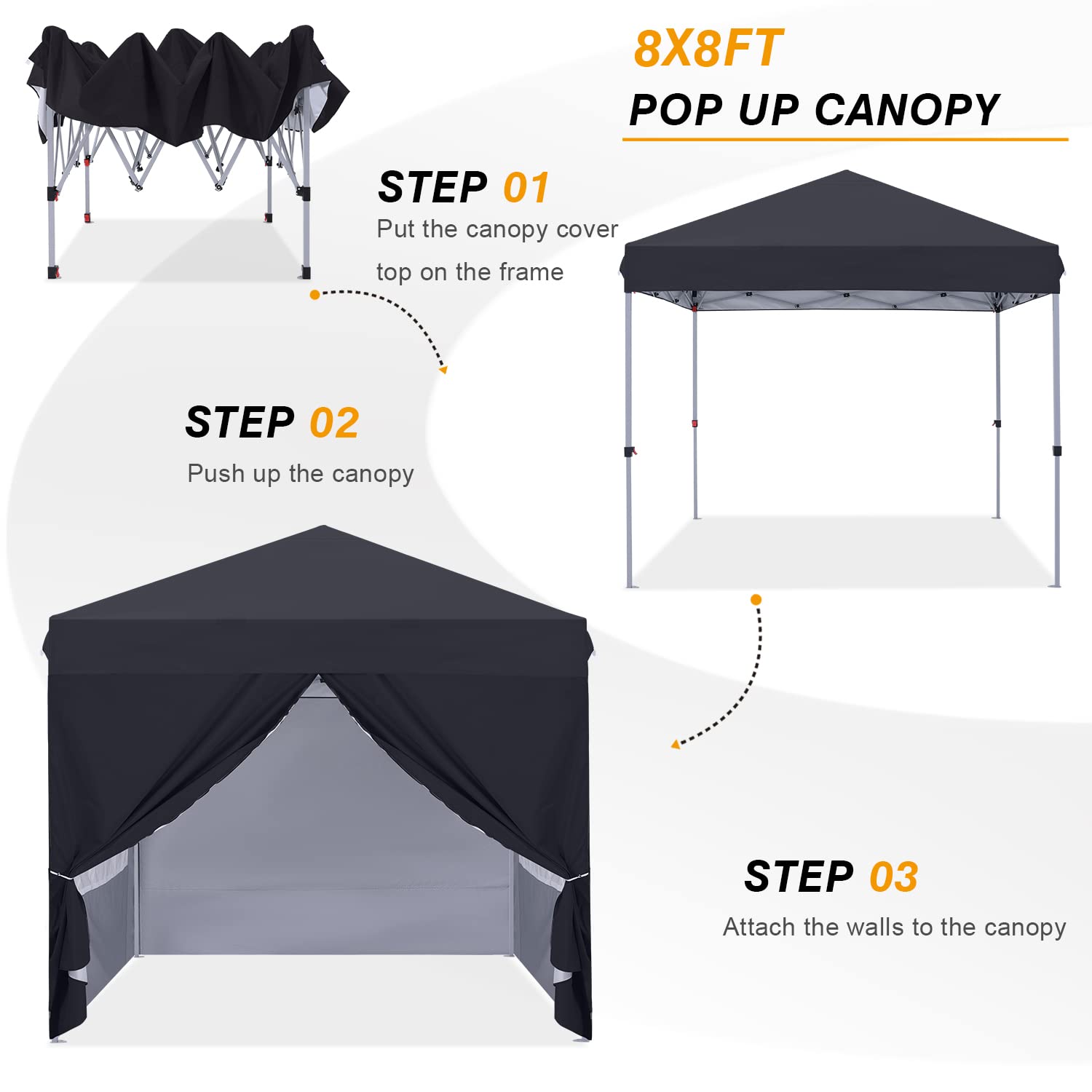Snapklik.com : COOSHADE 8x8 Ft Pop Up Canopy Tent Enclosed Instant ...
