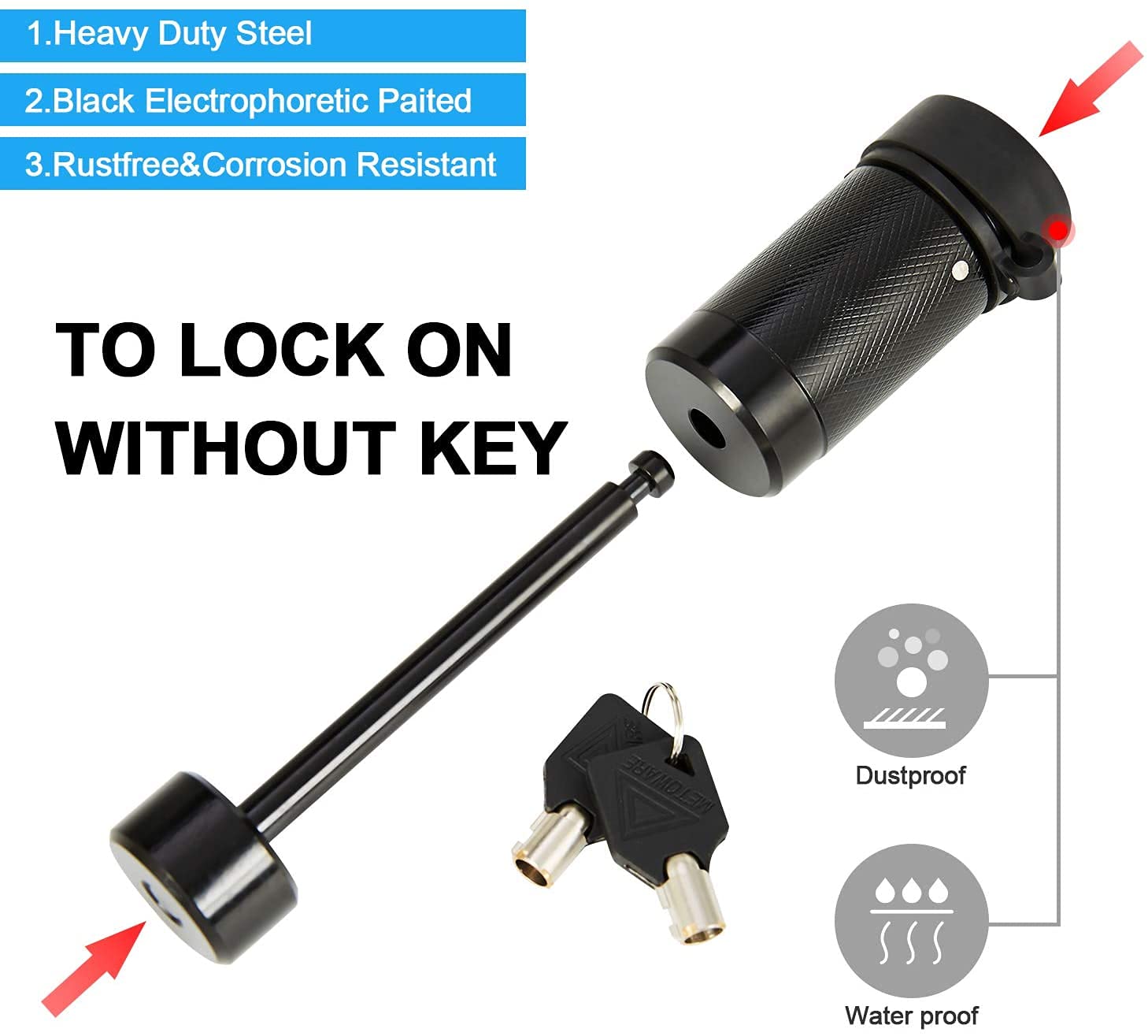 Snapklik.com : METOWARE Trailer Tongue Coupler Lock 1/4 Dia, 3-1/2 Span ...