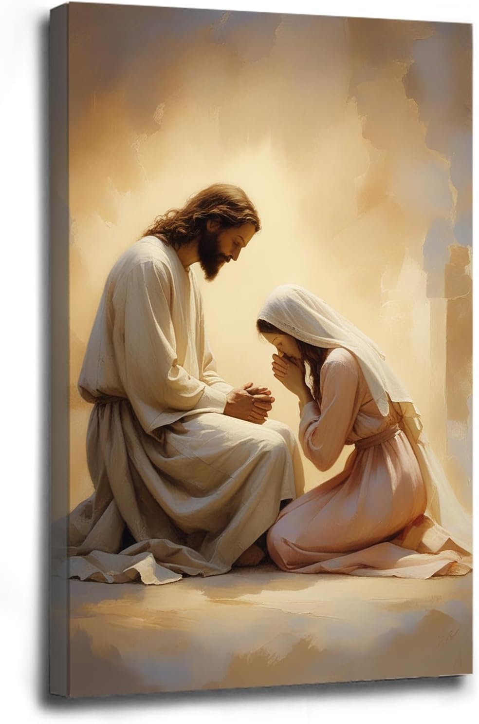Amazon.com: Jesus and Woman Christian Wall Art Jesus Praying with Woman ...