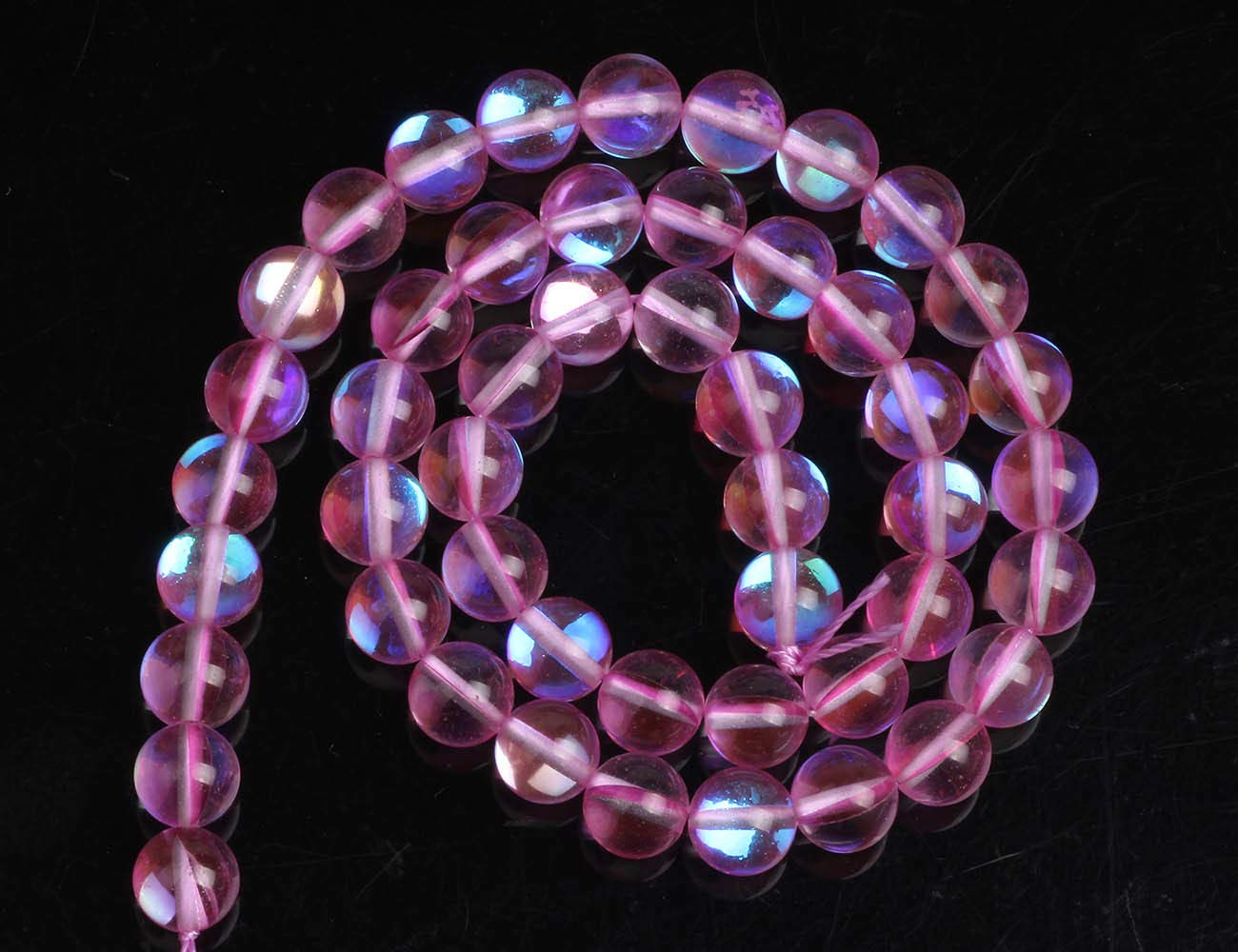 TOMROAD Synthetic Moonstone Pink Spectrolite Beads for Jewelry DIY ...