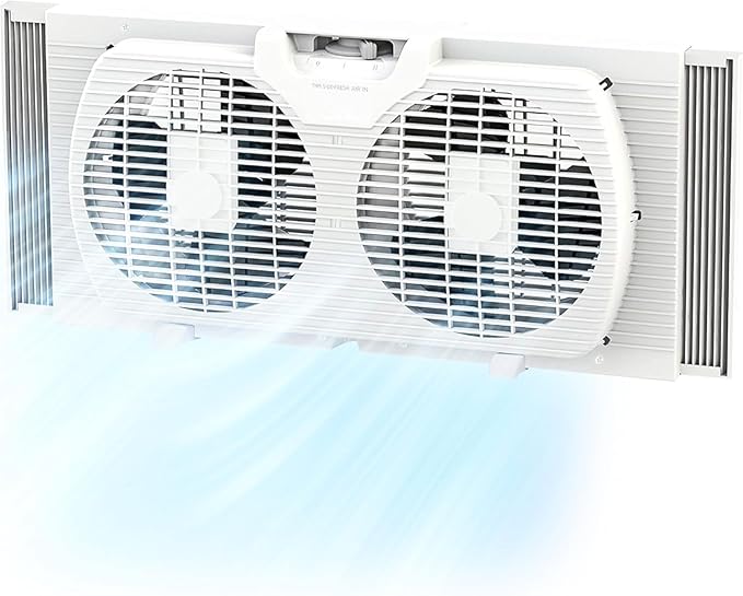 Amazon.com: EZ-CHILL 9" Twin Window Fan with Manually Reversible ...