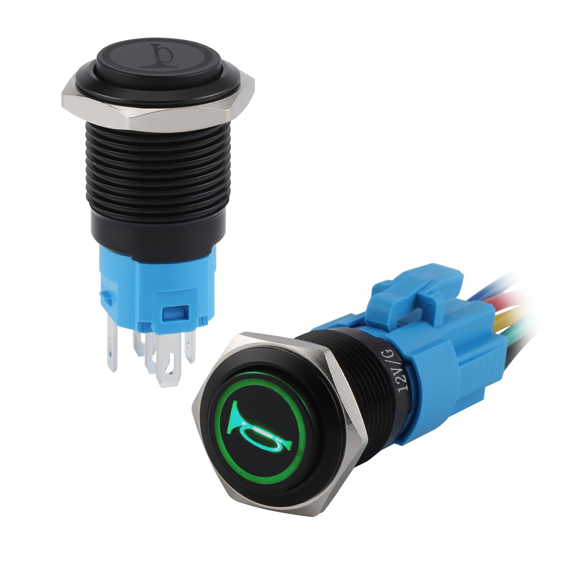 Snapklik.com : SINGARO 12V Horn Momentary Push Button Switch, 16mm ...