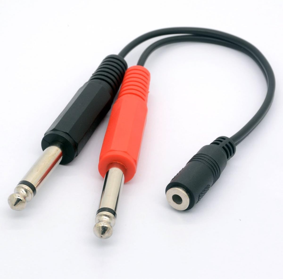 Amazon.co.jp: 3.5mm (Mini) 1/8" TRS Stereo Female to 2 Dual 1/4" 6.35mm ...