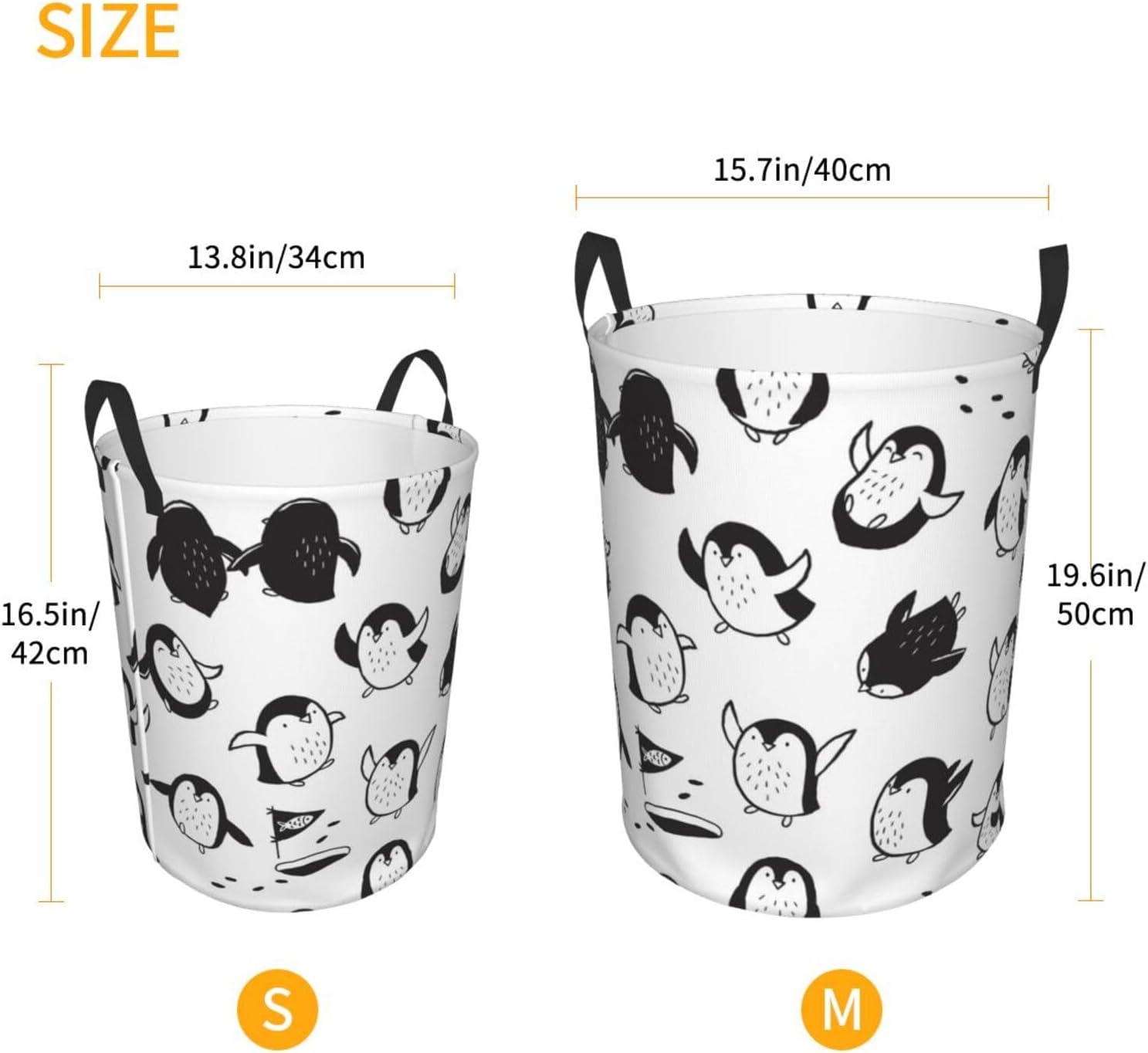 AFHYZY Cesta de lavandería de pingüinos, canastas grandes plegables con ...