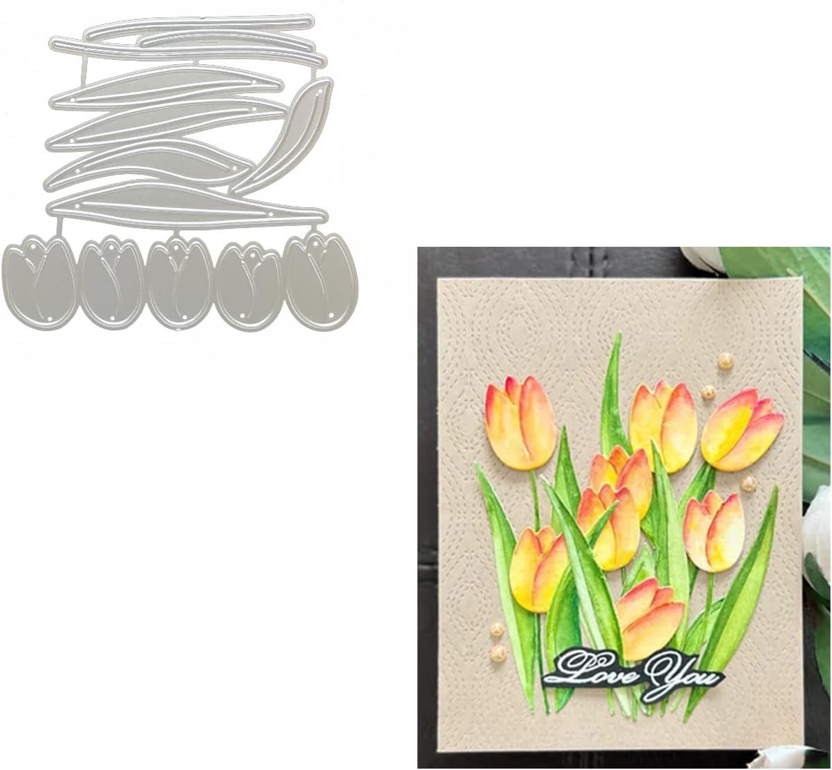 Amazon.com: Qoiseys Tulip Metal Die Cuts for Card Making,Cutting Dies ...