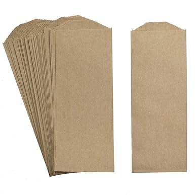 Amazon.com: Natural Kraft Paper Silverware Bags - Flat 3" x 7.5" Pocket ...