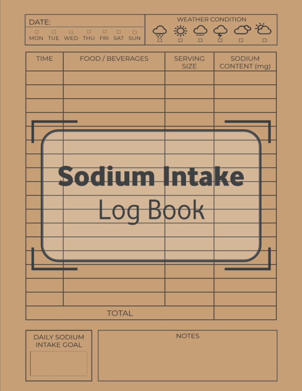 Sodium Intake Log Book: Food Diary Record Book to Manage & Track Your ...