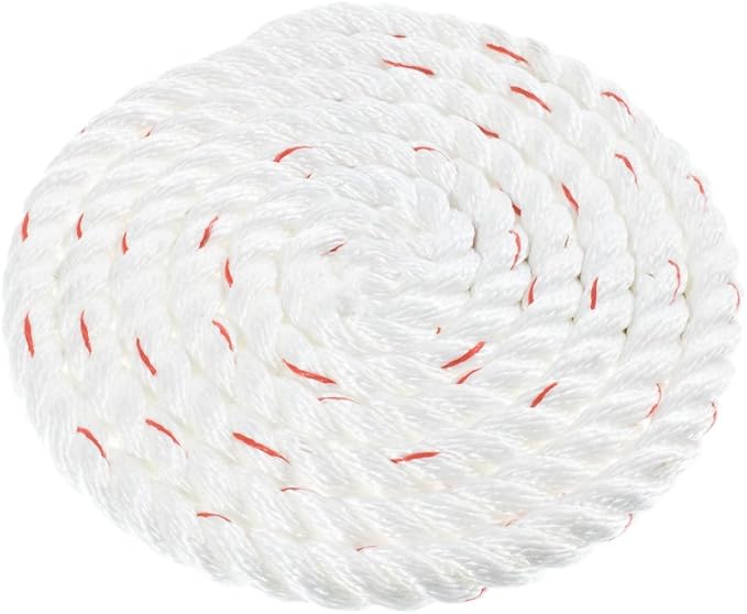 Twisted 3 Strand PolyDac Combo Utility & Towing Rope - White with Red ...
