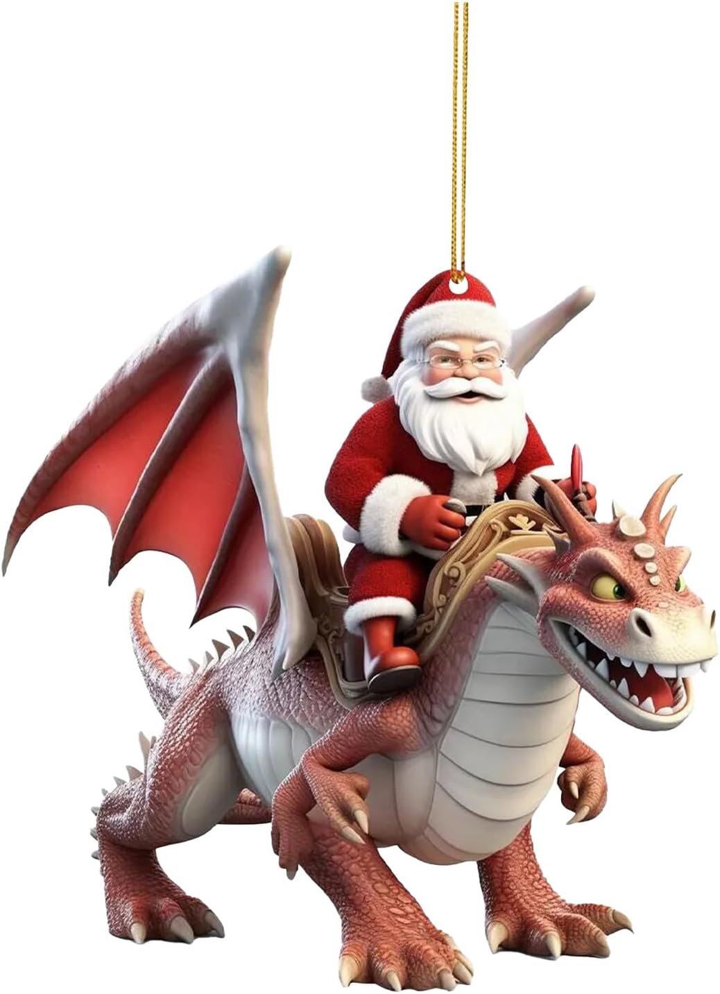 Amazon.com: Santa Claus Riding Dragon Christmas Ornaments Funny Acrylic ...