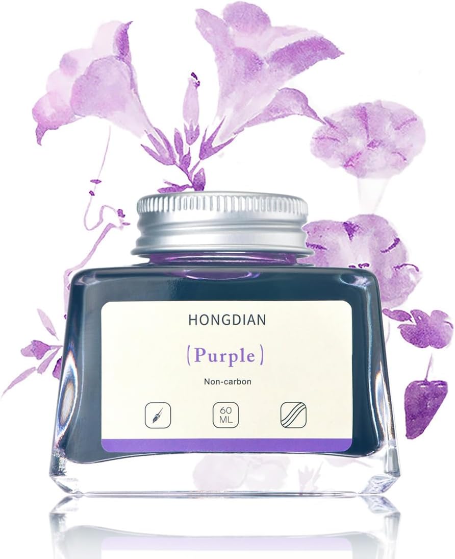 Hongdian Fountain Pen Bottled Ink Purple Color, 60ml Non Carbon Inkwell ...