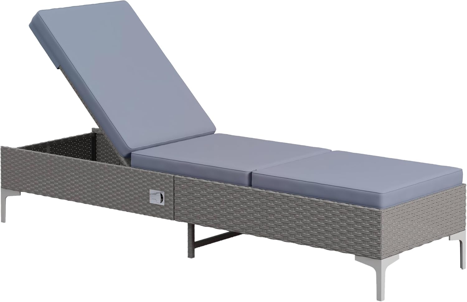 Outsunny Outdoor PE Rattan Sun Lounger, Multi-position Backrest ...