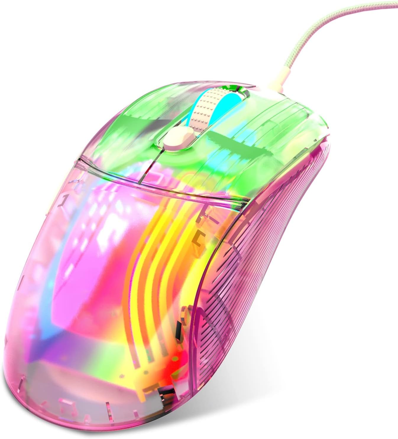 Wired Transparent Mouse, 12800DPI USB Wired Gaming Mouse, 7 Key Macro ...