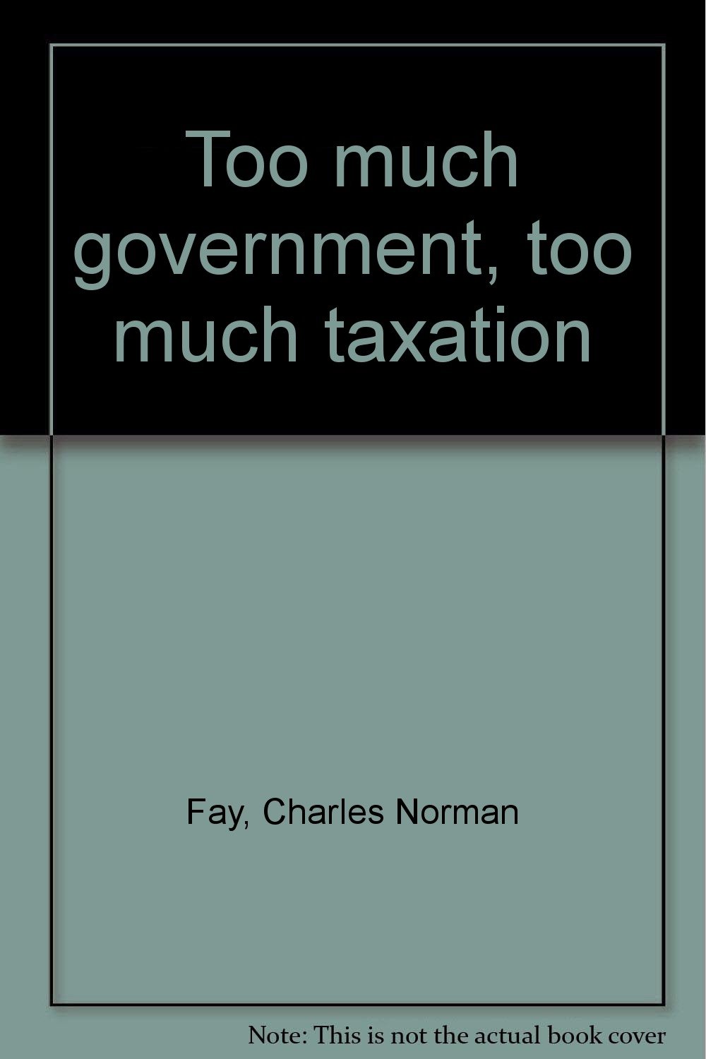 Too Much Government, Too Much Taxation: Charles Norman Fay: Amazon.com ...