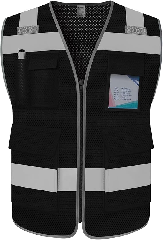 TCCFCCT Mesh Reflective Safety Vest 5 Pockets High Visibility Safety ...