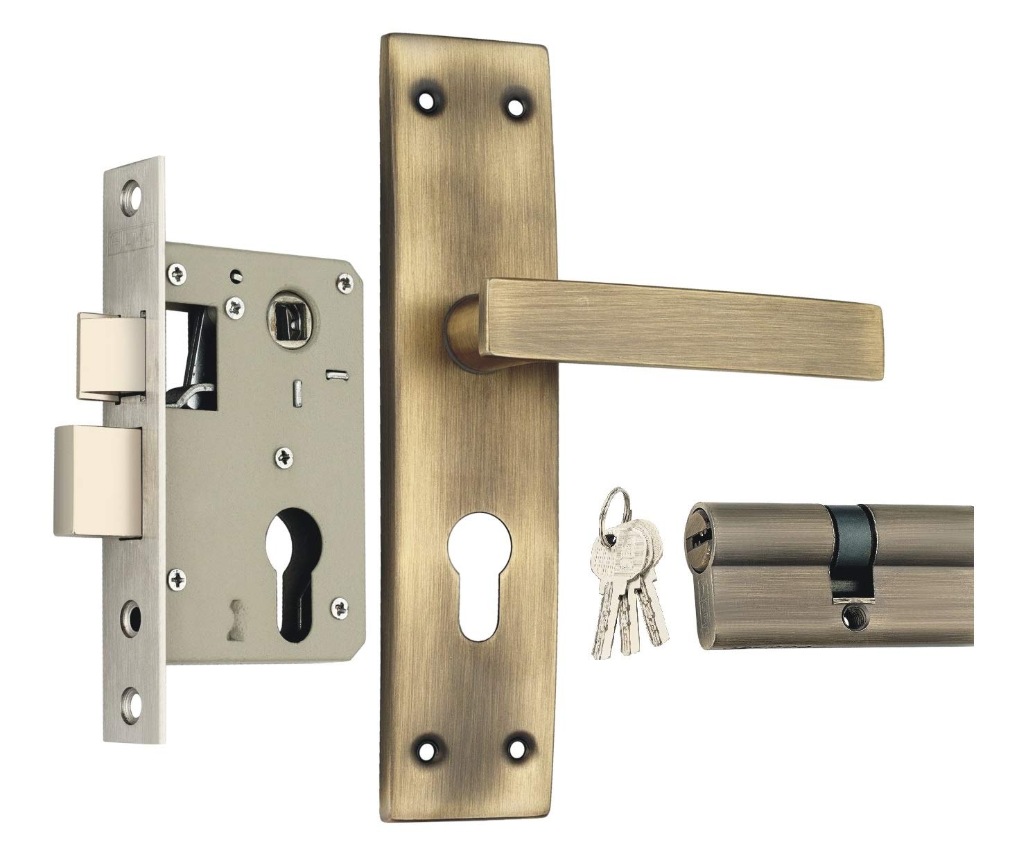 EMU Steel Mortice Lock Complete Set with Matte Antique Brass Finish (MCEAB + EC01MAB) : Amazon ...