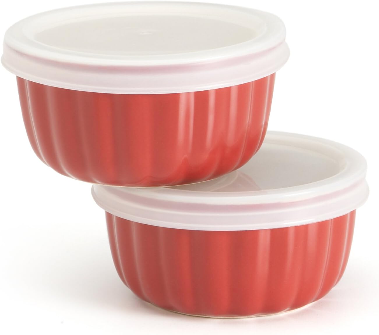 Amazon.com | Goodcook Ceramic Set, 1-Pack, Red: Ramekins With Lids ...