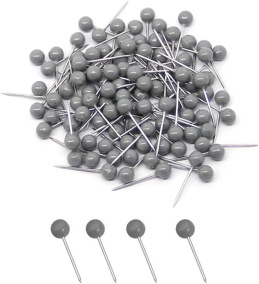 Amazon.com : LaVieEnRose 100pcs of 1/8 Inch Map Tacks (1/8 Grey ...
