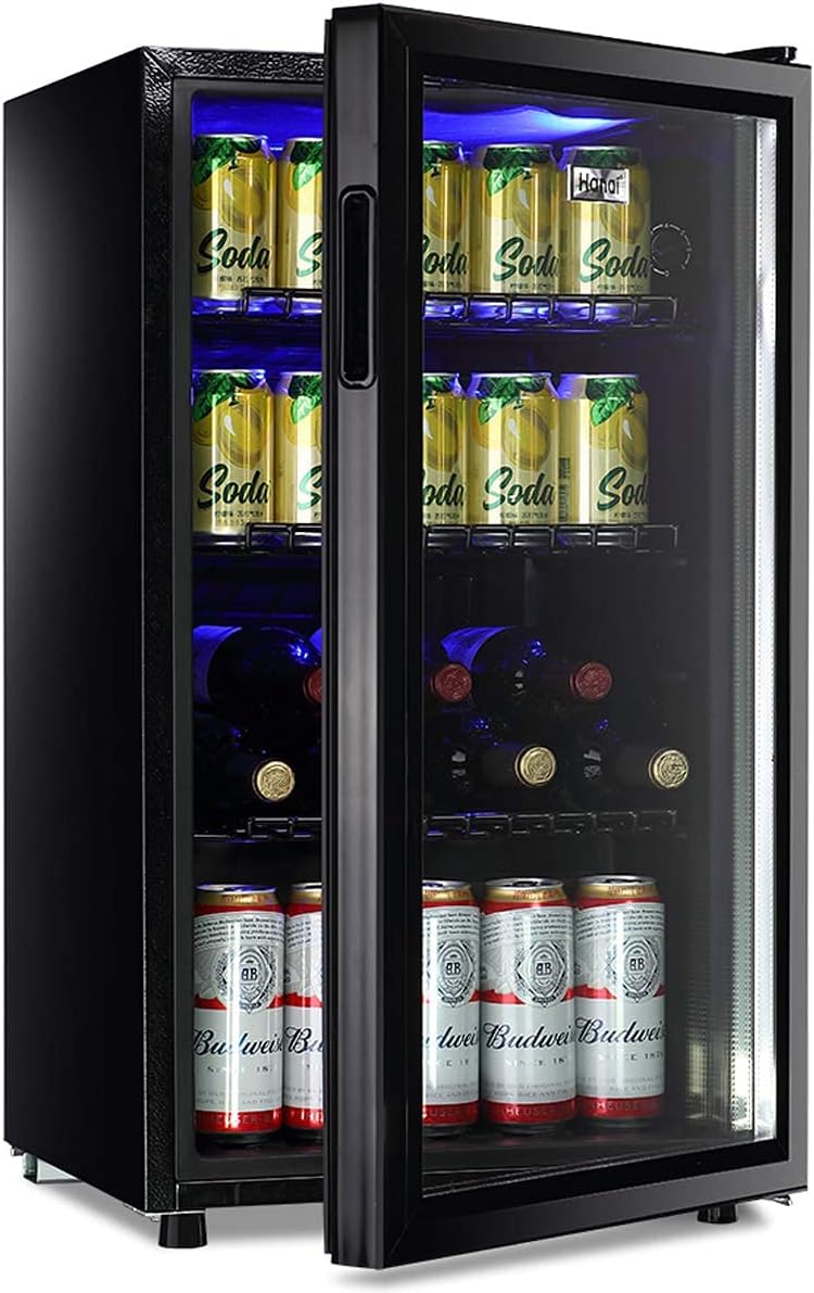 Amazon.com: Beverage Refrigerator Cooler Mini Fridge Glass Door 100Can ...