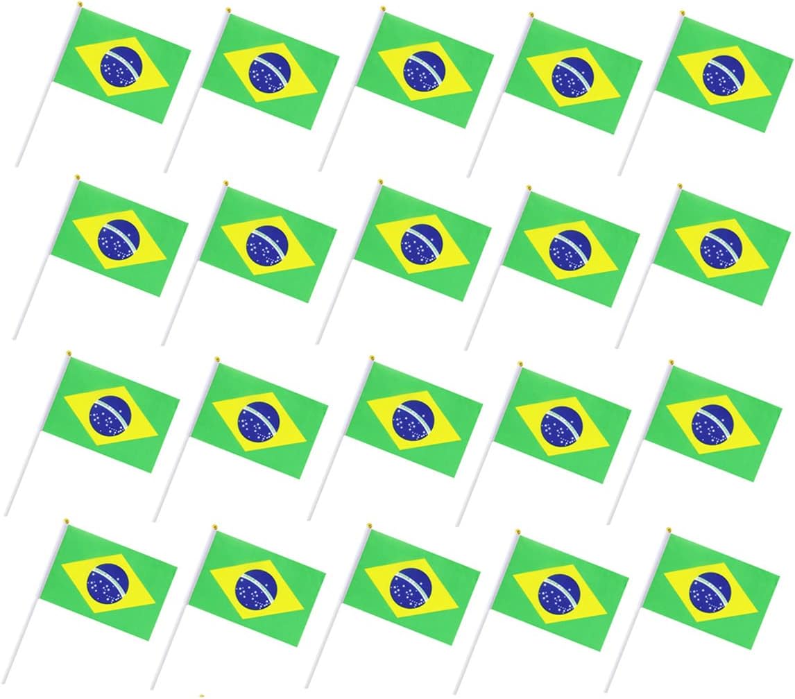 Amazon.com: Dzrige 20 Pack Brazil Mini Flag 8.2x5.5 Inch Brazilian Hand ...