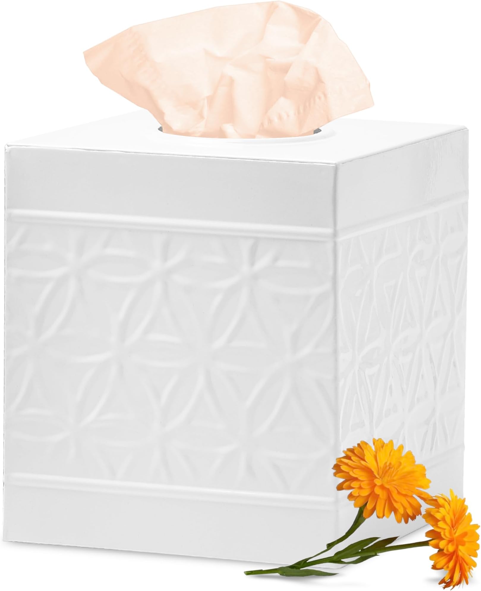 Amazon.com: Creative Scents White Tissue Box Cover Square - Decorative ...