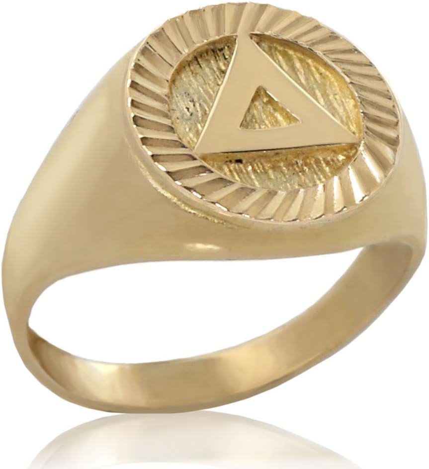 12 Step Jewelry Alcoholics Anonymous Solid 10K Gold AA 1/2" Mens ...