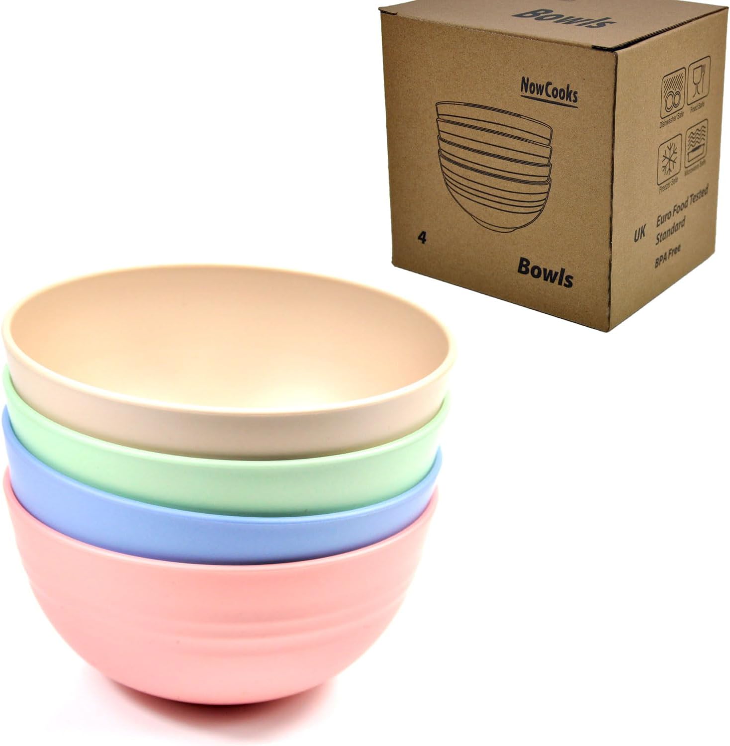 Reusable Re-cycled Plastic Bowls set of 4 - Cereals Bowls Made from ...