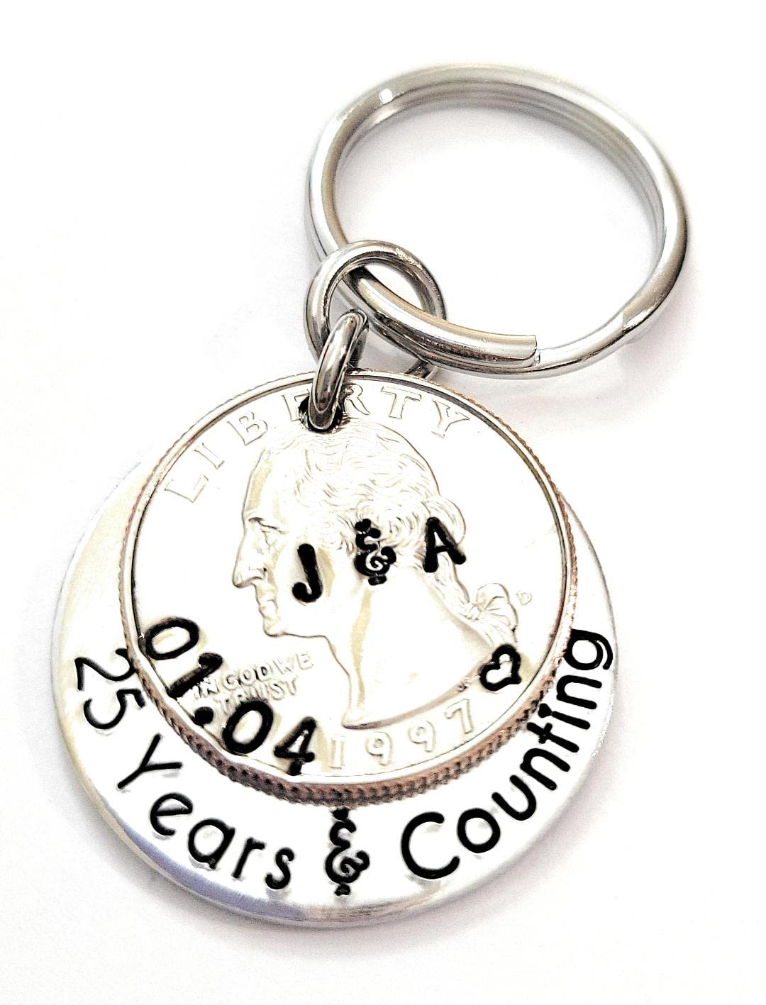 Amazon.com: Personalized 25 Years & Counting 1997 Quarter Key Chain ...