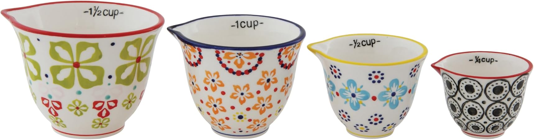 Amazon.com: Creative Co-Op Floral Hand Stamped Stoneware Measuring Cups ...