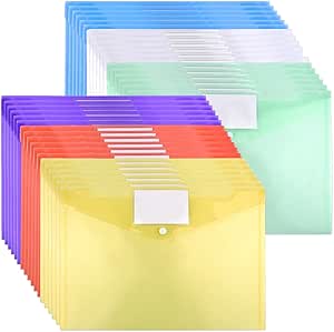 HUMOKI A4 Plastic Folders, 36pcs Colored Document Wallets With Buttons ...