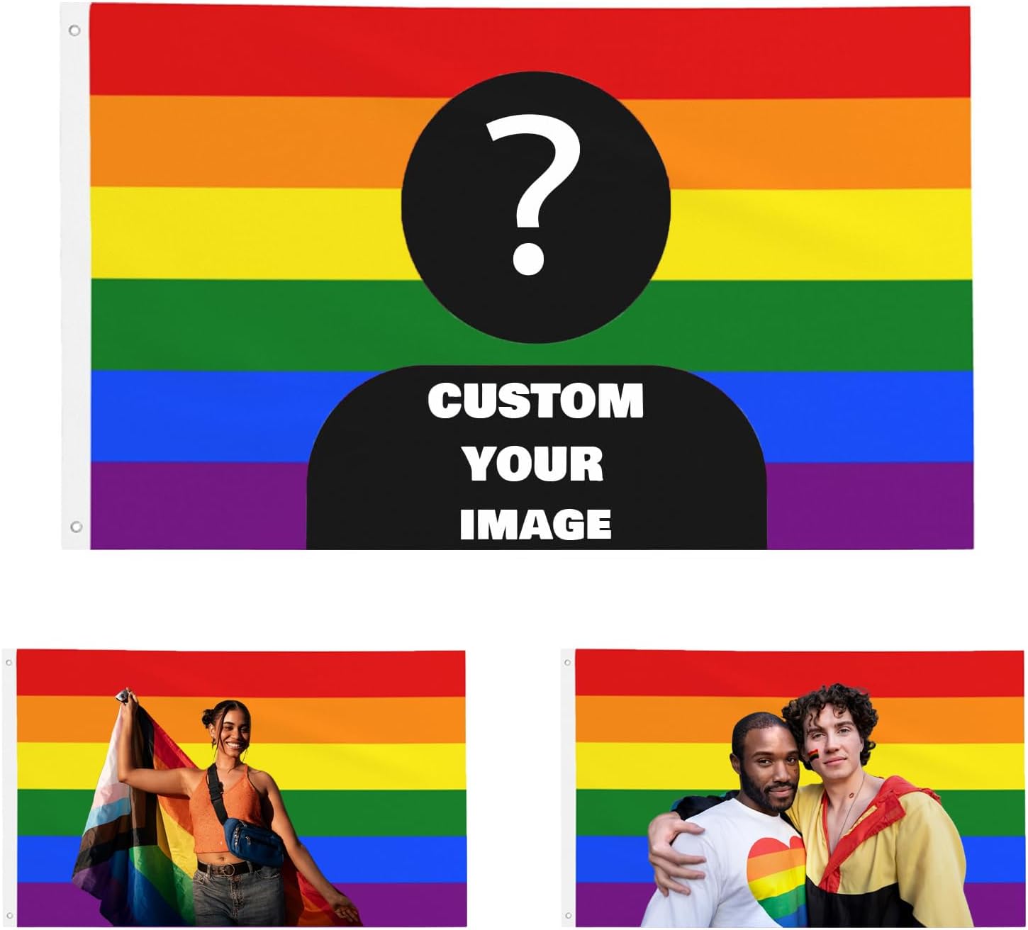 Amazon.com : Nxwdwqa Custom Pride Bunting Flag 3X5 Ft Personalized ...