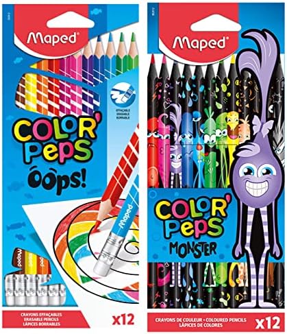 Maped Color'Peps Oops Erasable Color Pencils Set - Pack of 12 Color ...