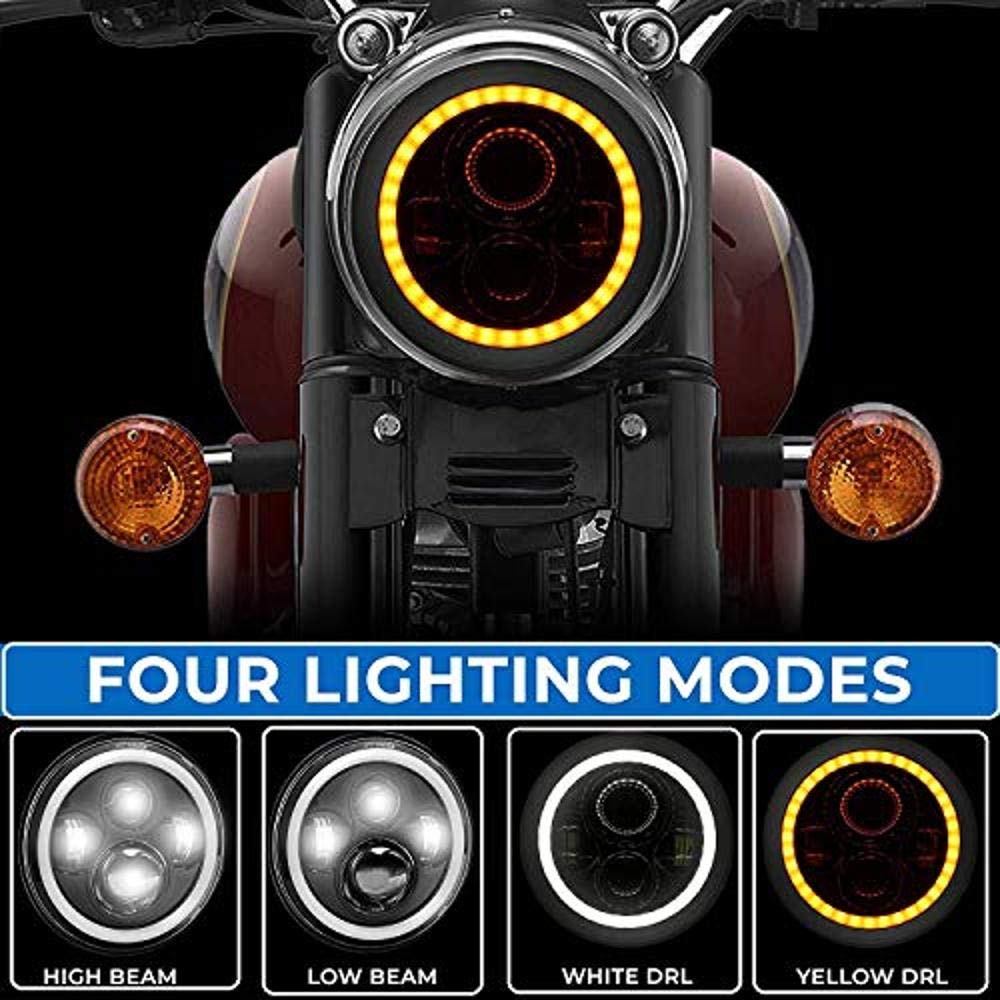Buy PA 7 Inch 6 LED Headlight Dual Color DRL Ring Universal for All ...
