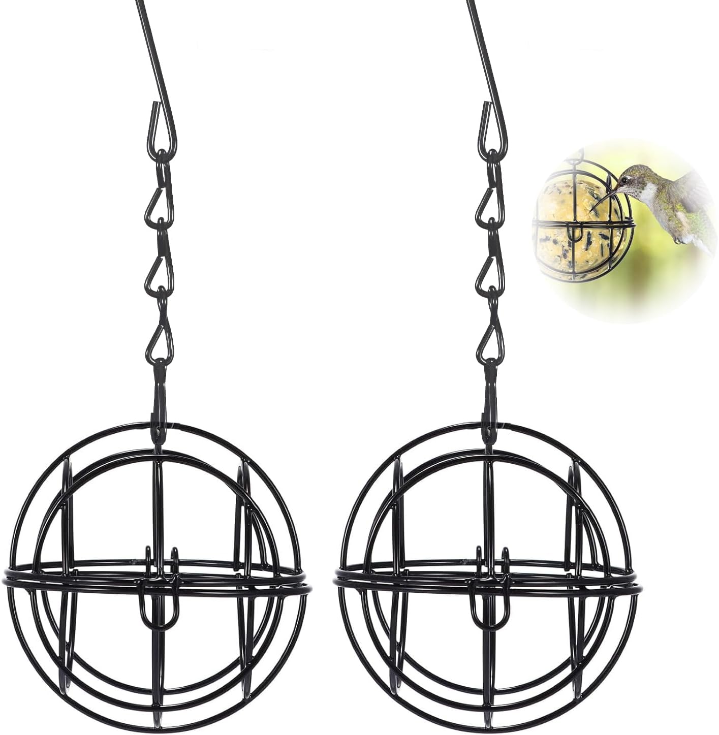 2 Pcs Fat Ball Feeders Hanging, Hanging Bird Feeder Metal Fat Ball Bird ...