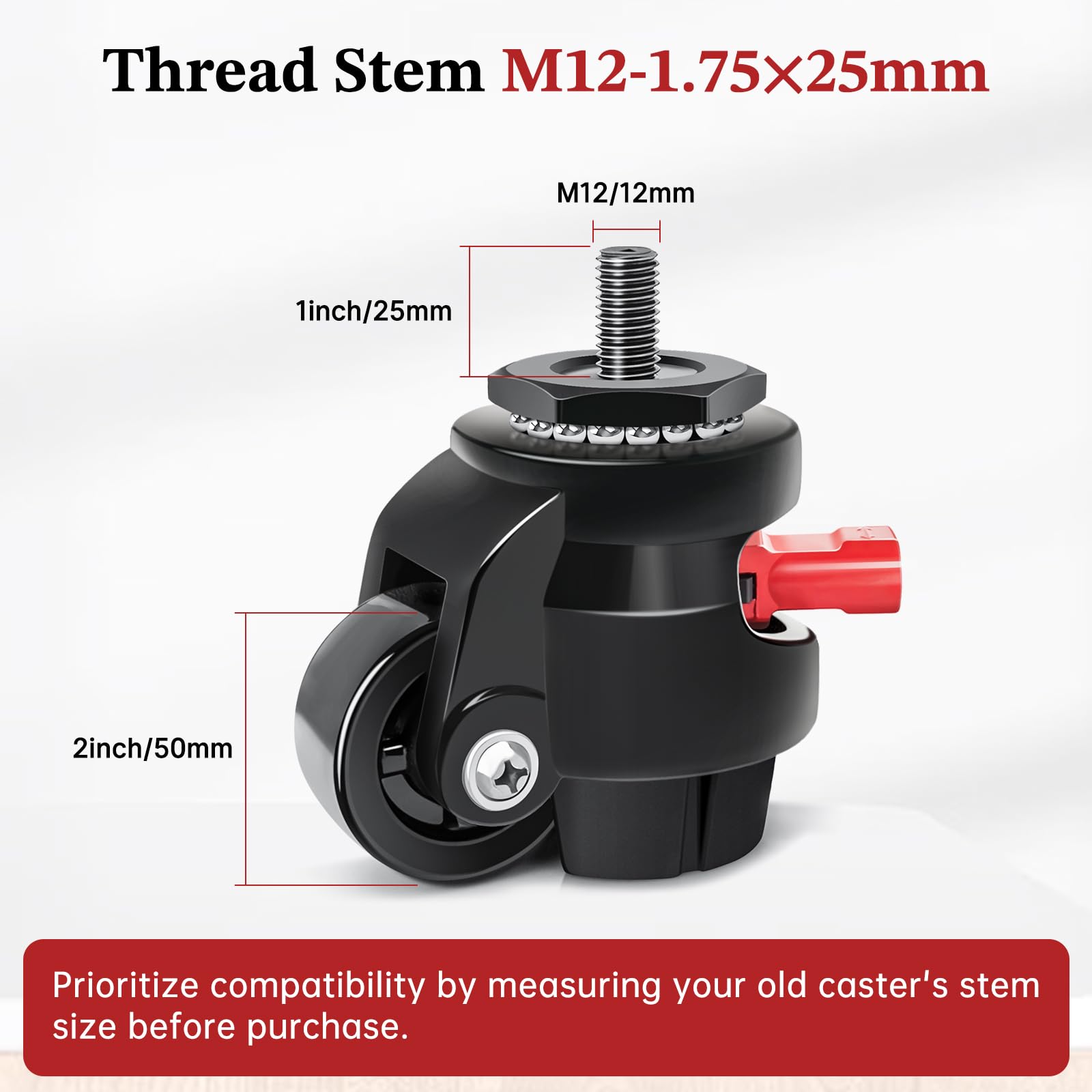 Snapklik.com : Nefish Leveling Stem Casters M12-1.75x25mm, Workbench ...
