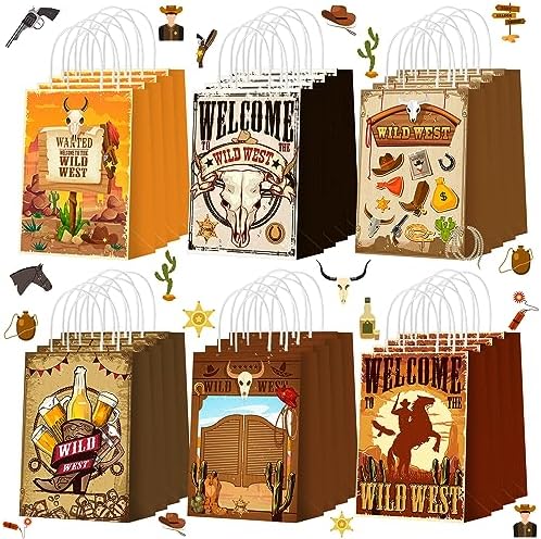 Amazon.com: Blulu 50 Sets Western Party Gift Bag Wild West Decorations ...