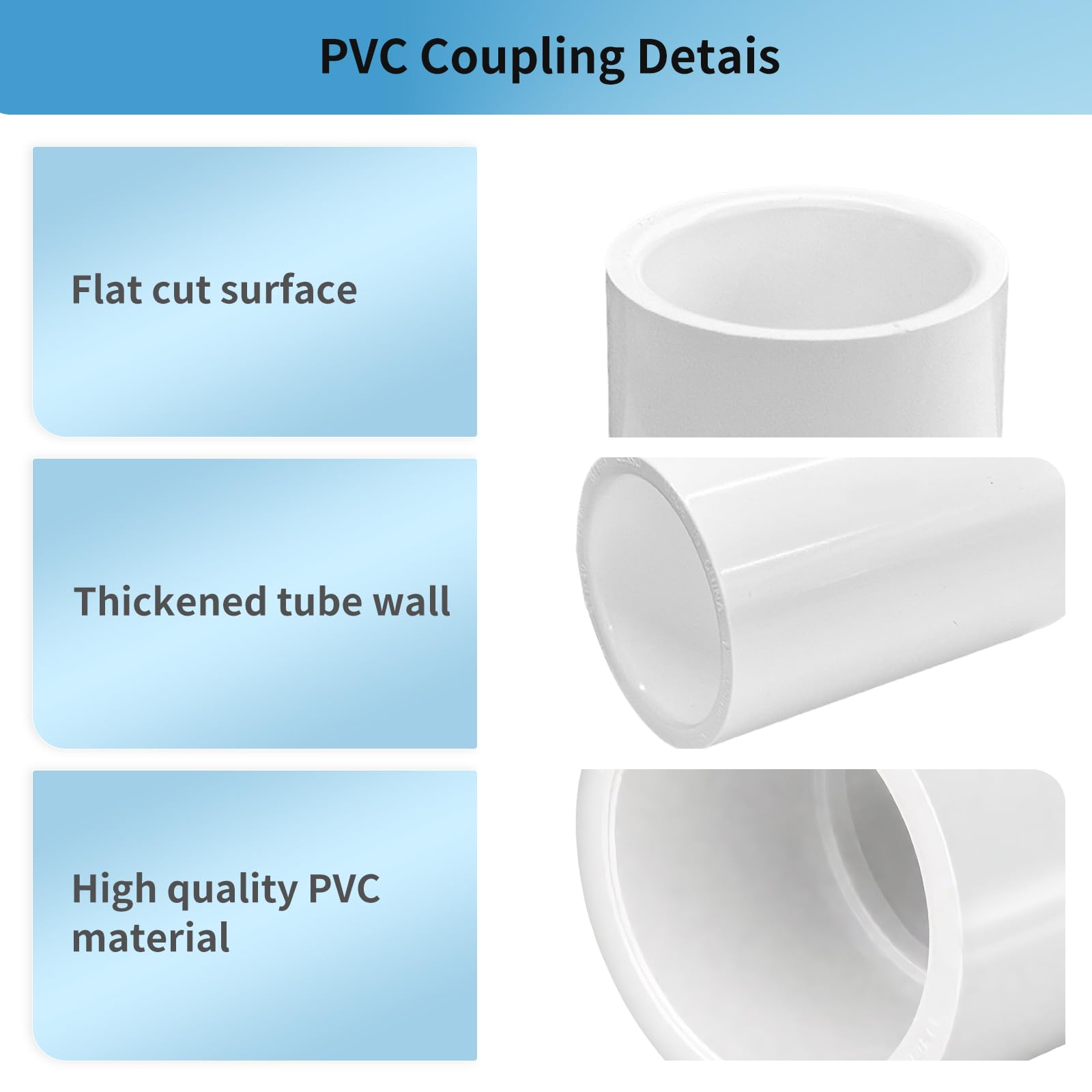 Snapklik.com : LESSO 10 Pack 1/2" PVC Coupling, 2 Way 1/2 Inch PVC Pipe ...