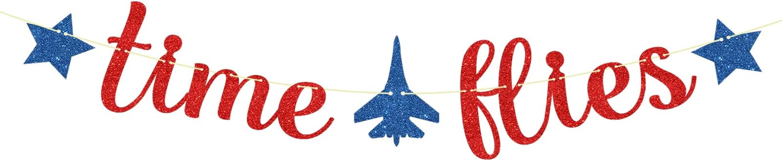 Amazon.com: Time Flies Vintage Airplane Banner - Airplane 1st Birthday ...