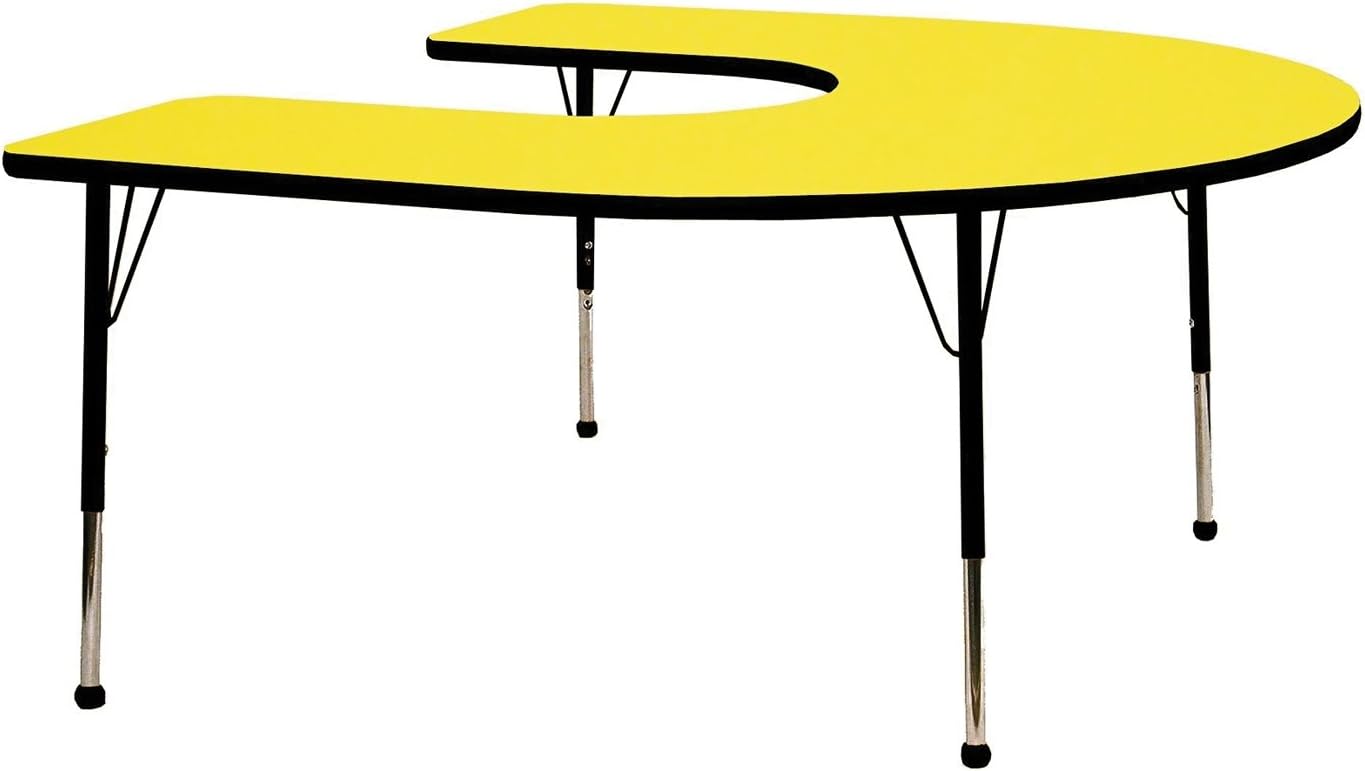 Amazon.com: 66" x 60" Horseshoe Classroom Table Side Finish: Blue, Top ...