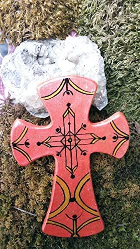 Amazon.com: Shiny red cross, handmade ceramic cross, wall hanging ...
