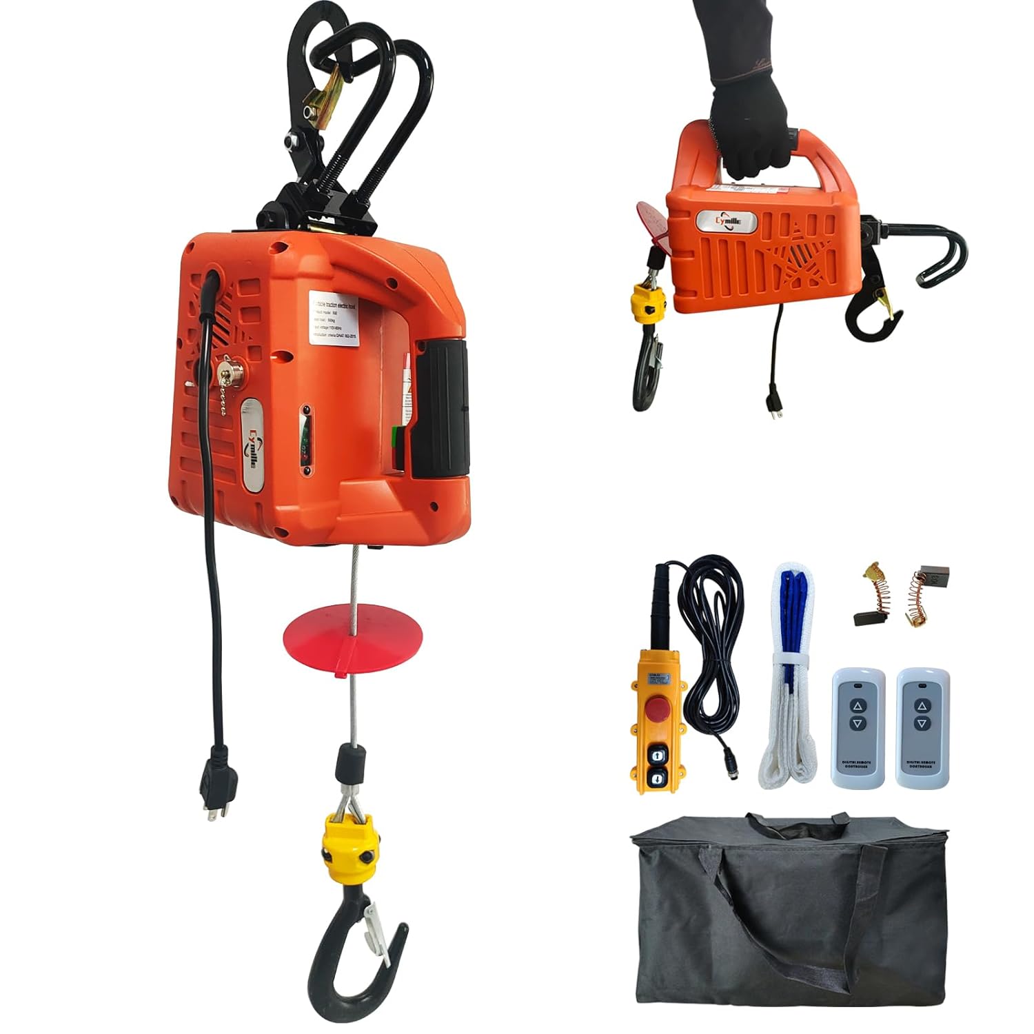 Portable 3-in-1 Electric Hoist Winch, 1100 lb Capacity, 1500W 110V ...