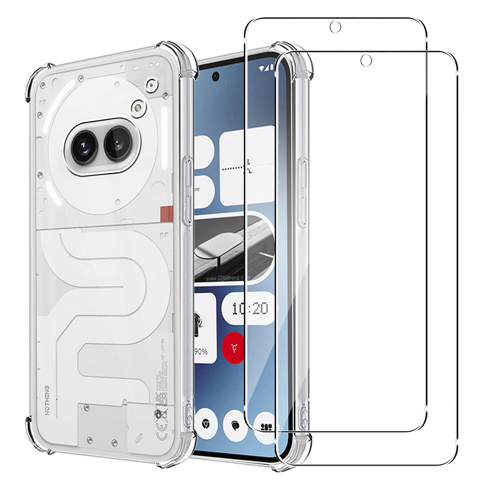 NUCNOK Case for Nothing Phone (2a) + [2 Pack] Tempered Glass Screen ...