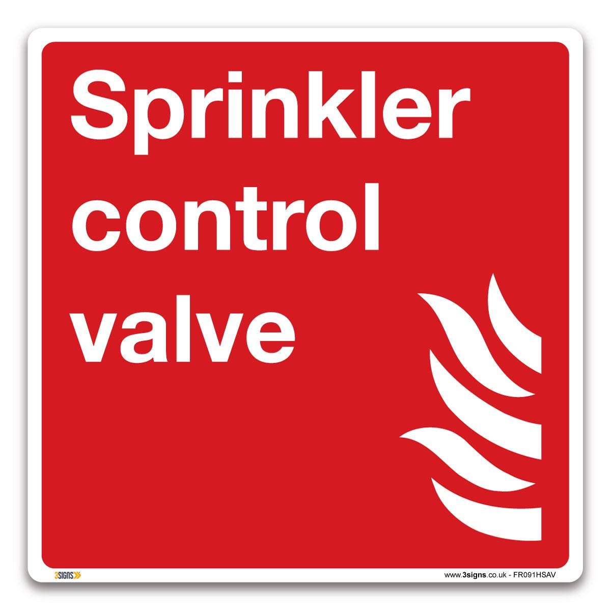 Sprinkler control valve Sign - 150x150mm Self-adhesive Vinyl - Fire ...