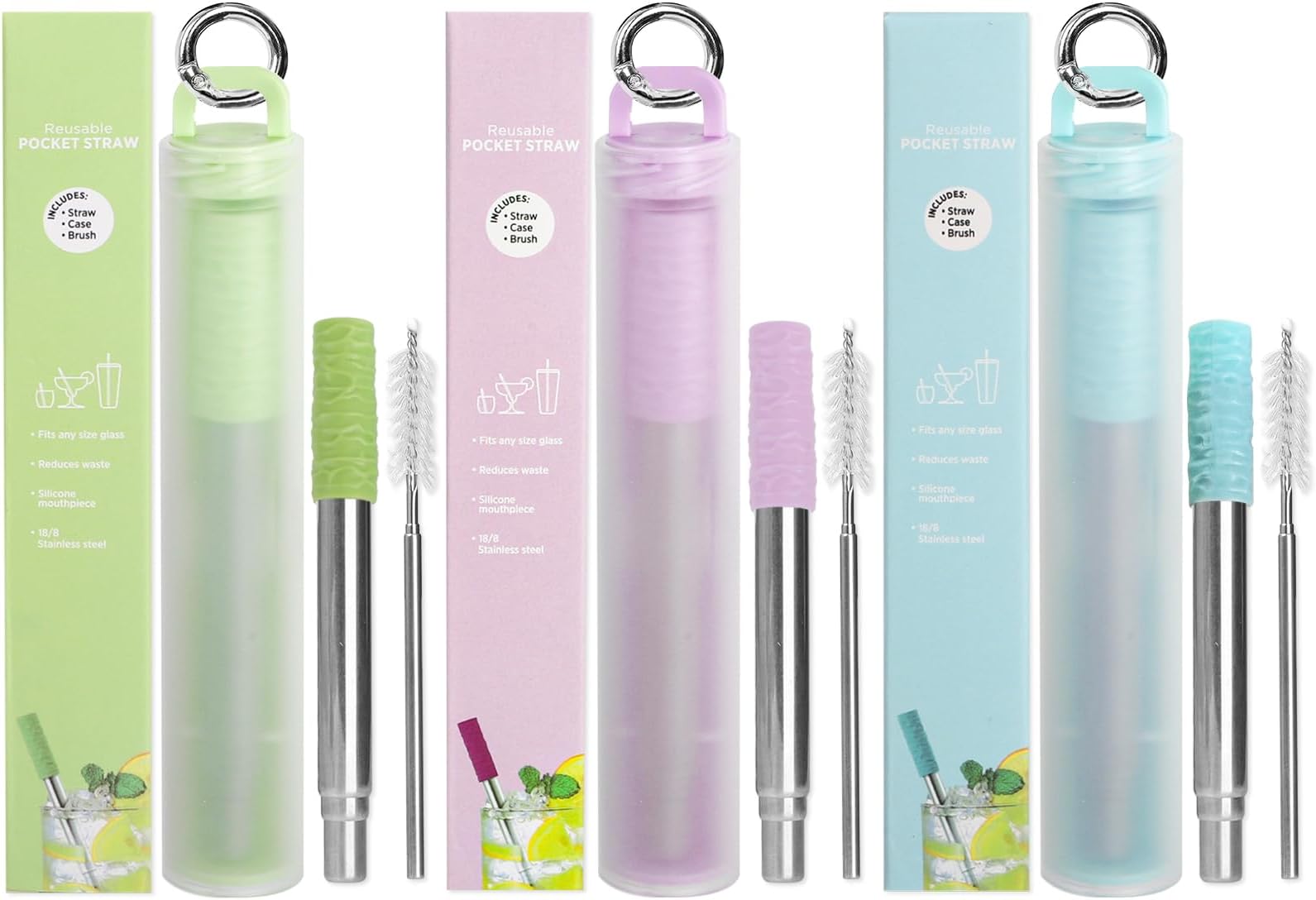 Amazon.com: 2 Pack Reusable Metal Straws,Stocking Stuffers For Gift ...