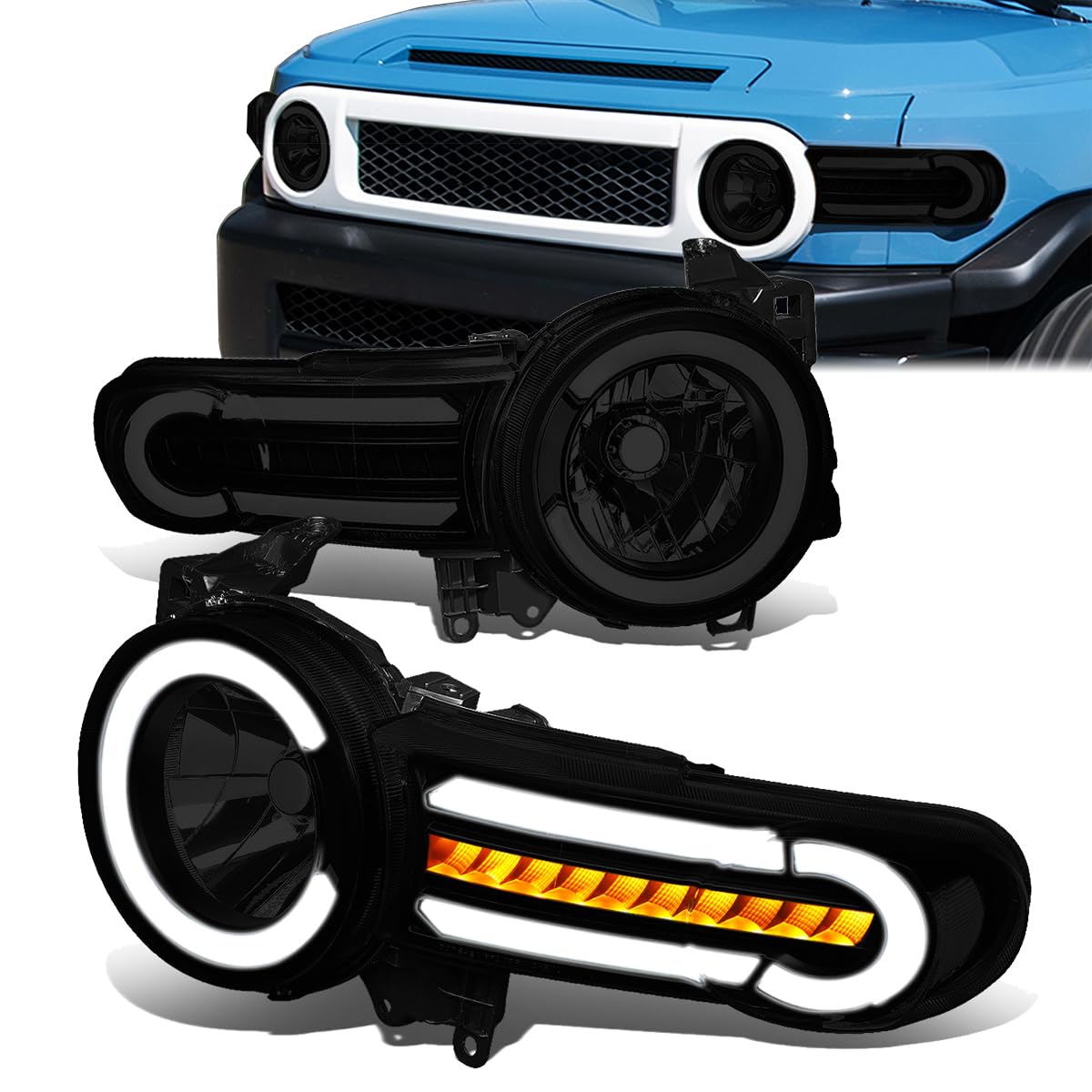 Amazon.com: Pair of LED DRL Headlight Assembly+ Front Signal Lights ...