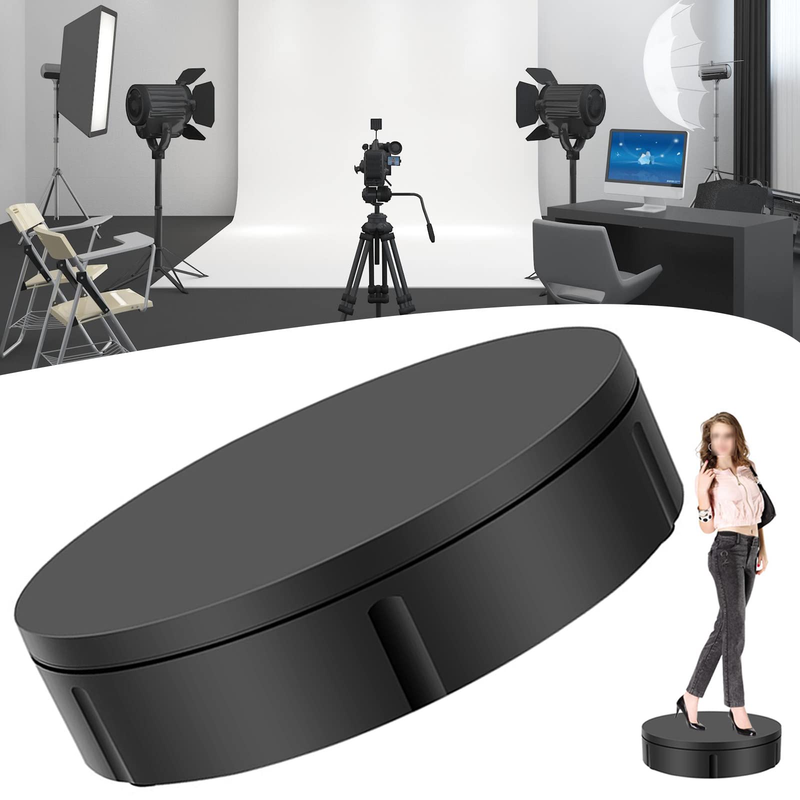 Buy Rotating Display Stand with 5 Pvc Backgrounds, 12In Electric Anti ...