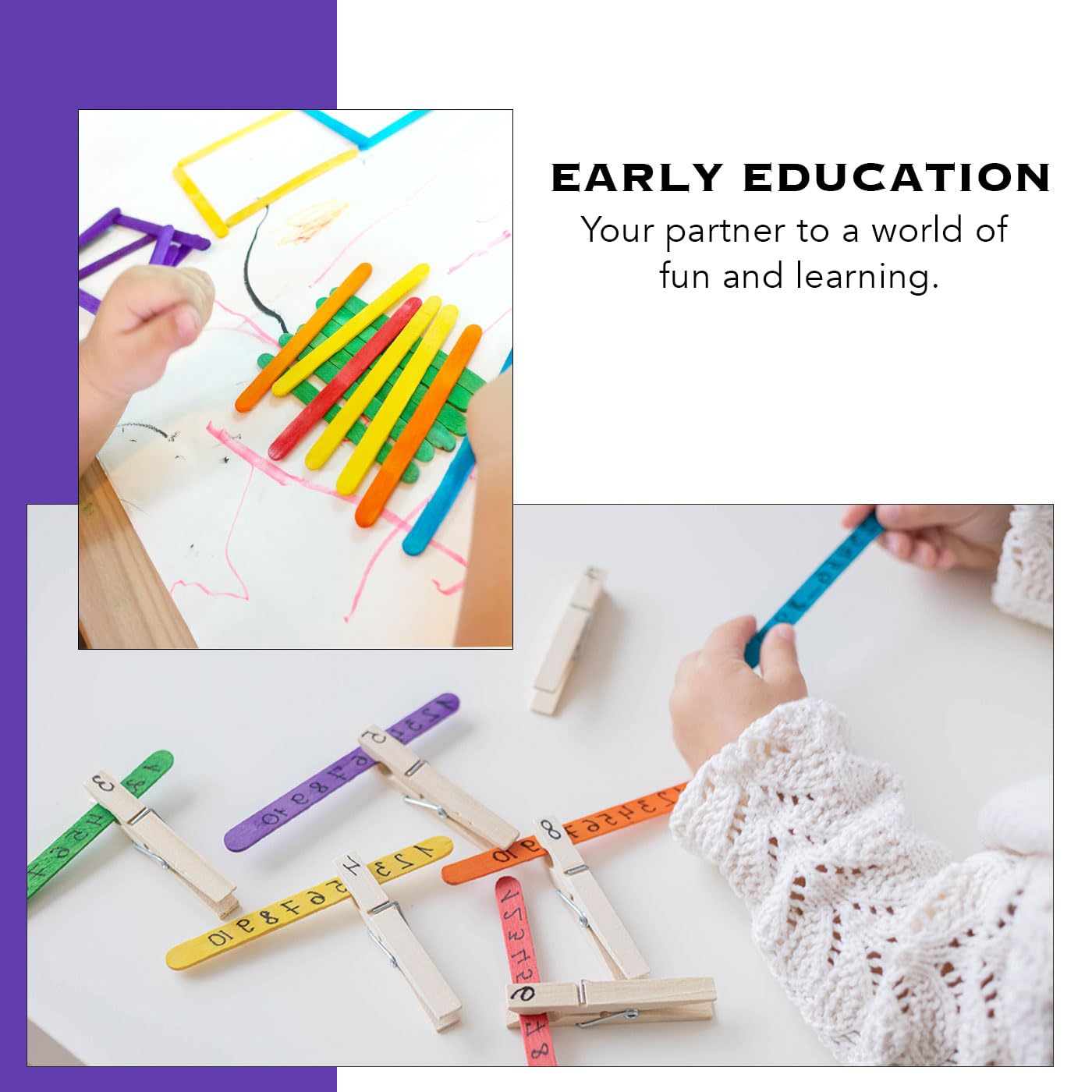 Snapklik.com : Apremont 100 Pieces Assorted Jumbo Colored Wooden 6 ...